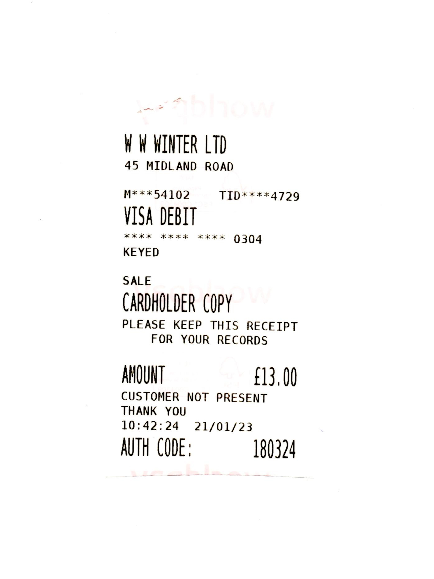 DavidLordReceipt – About Backs & Bones Ltd